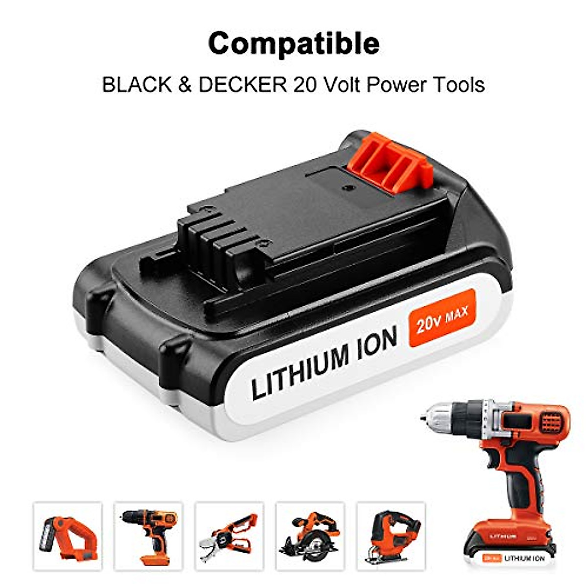 2Pack 3.0Ah LBXR20 Battery for Black and Decker 20V MAX Lithium Battery LBXR20 LBXR20-OPE LB20 LBX20 LBX4020 LB2X4020-OPE + 20V Battery Charger for Black Decker 20V Lithium Battery