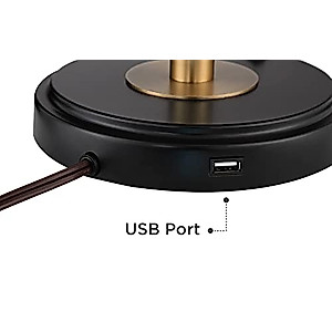 360 Lighting Wray Modern Adjustable Desk Lamp 26 3/4" High with USB Charging Port Painted Black Brass Metal Cone Shade for Living Room Bedroom House Bedside Nightstand Home Office Reading