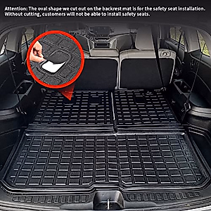 powoq Fit 2016-2023 Honda Pilot Cargo Mat with Backrest Mat TPE Trunk Mat Behind 3rd Row Back Seat Protector All Weather for 2016 2017 2018 2019 2020 2021 2022 2023 Honda Pilot Accessories