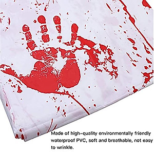 Halloween Bloody Tableware Set Party Decoration Supplies - Zombie Bloody Decorations Handprints Paper Cake Plates Napkins Plastic Tablecovers