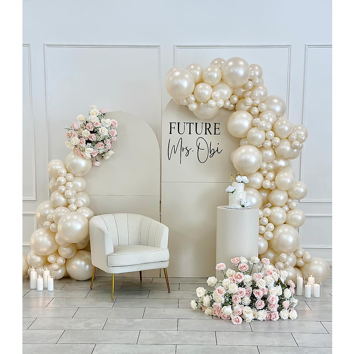 Pearl White Balloons Garland Arch Kit Different Sizes 70 PACK18/12/10/5 Inch Double-Stuffed White Ivory Latex Balloon for Wedding Birde to be Birthday Anniversary Decorations