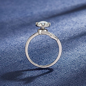 Opal Flower Mermaid Tail Spinner Fidget Wrap Open Rings for Women Anxiety Rotate Stress Relief Cubic Zirconia Adjustable Stacking Middle Finger Ring Fashion Jewelry Birthday Valentine's Day Gifts