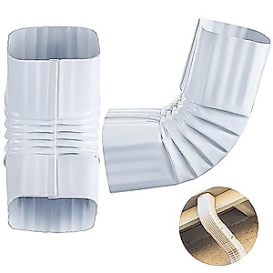 Blulu 2 x 3 Inch 75 Degree Downspout Gutter Elbow Style A White Aluminum Downspout Elbow Roofing Gutters and Downspouts Parts for Rain Gutter Down Spout Drain(2 Pcs)