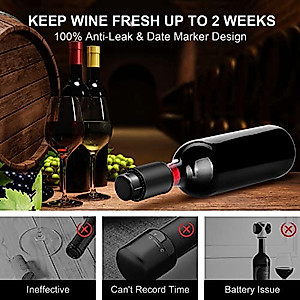 Wine Gift-Electric Wine Opener, Rocyis Automatic Wine Opener-Cordless Electric Corkscrew-Wine Bottle Opener Kit with Foil Cutter, 2 in 1 Aerator Pourer, Vacuum Stopper, USB Charging