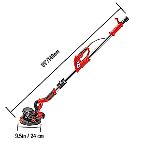 VEVOR Drywall Sander 750W, Electric Sander Variable Speed 800-1750RPM, Drywall Sander Foldable Sheetrock Sander, with Telescope Handle, Vacuum Bag Drywall Sanders 6 Sand Pads