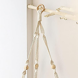 loensy Macrame Hanging Shelf Corner Rope Shelf Floating Shelf for Bookshelf Indoor