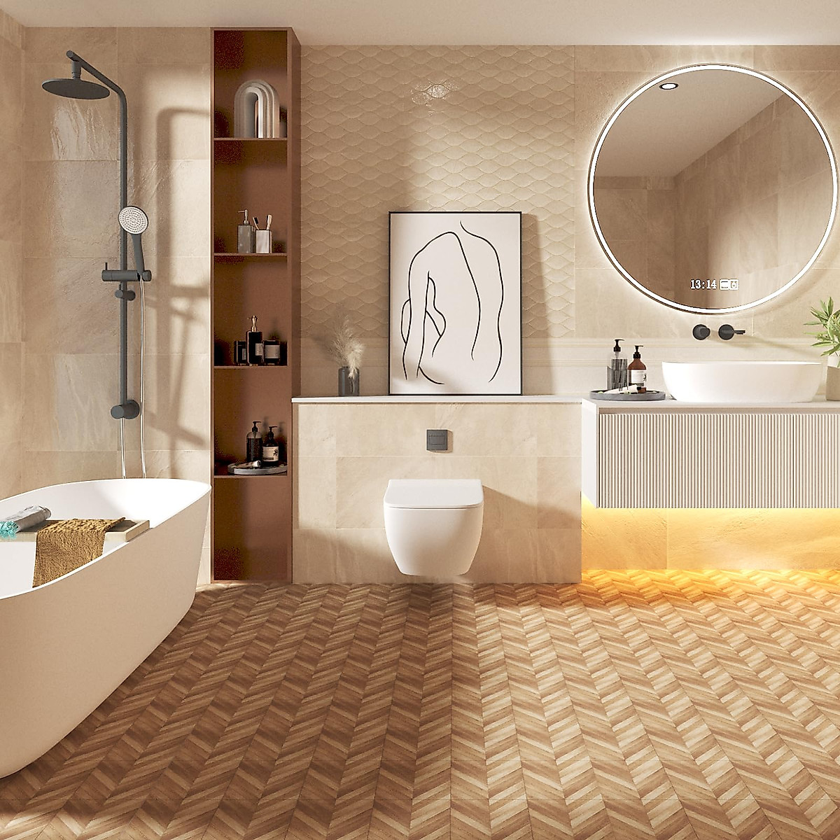 Peel and Stick Floor Tile, 12-Inch Vinyl Flooring 20 Tiles, Peel and Stick Flooring, Self Adhesive DIY Flooring for Kitchen, Dining Room, Bedrooms & Bathrooms