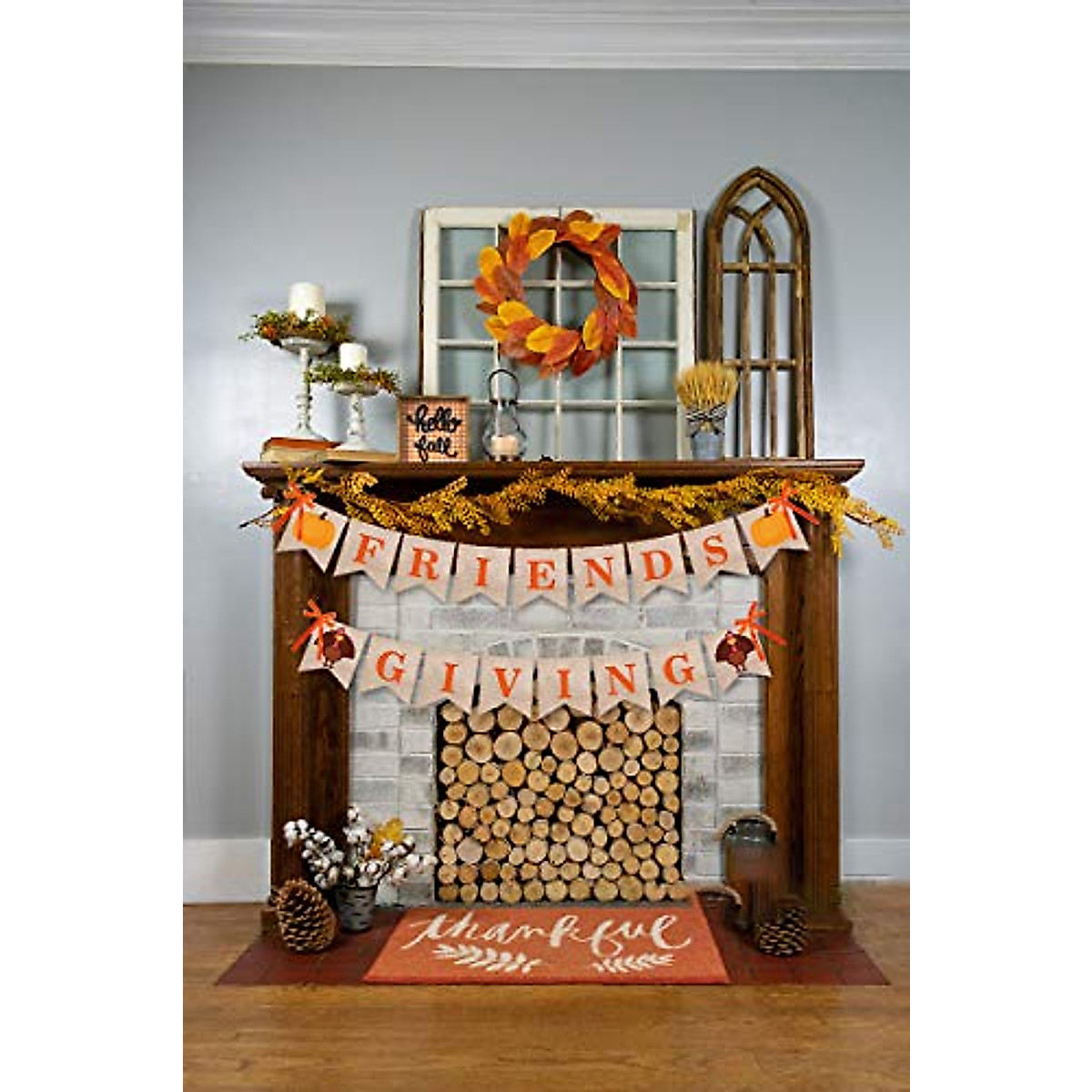 Friendsgiving Party Decorations，Thanksgiving Decorations，Friendsgiving Decorations Supplies，Thanksgiving Pumpkin and Turkey Banner,Thanksgiving Friendship Party Decorations
