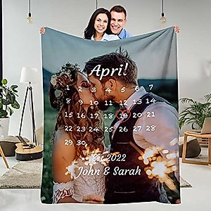 Custom Blanket with Photos Personalized Picture Blanket for Couples Anniversary Valentines Day Gifts for Him Customize Soft Fleece Wedding Blanket for Wife Husband Boyfriend Gifts Made in USA 60"x80"