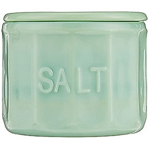Tablecraft Salt Cellar with Lid, 3.75" x 3.75" x 3.125", Green