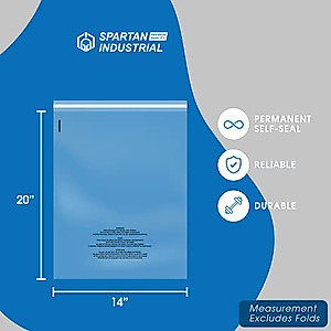Spartan Industrial - 14” X 20” (100 Count) Self Seal Clear Poly Bags with Suffocation Warning for Packaging, Clothes & FBA - Permanent Adhesive