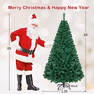 Goplus 6FT Artificial Christmas Tree Xmas Pine Tree with Solid Metal Legs Perfect for Indoor and Outdoor Holiday Decoration