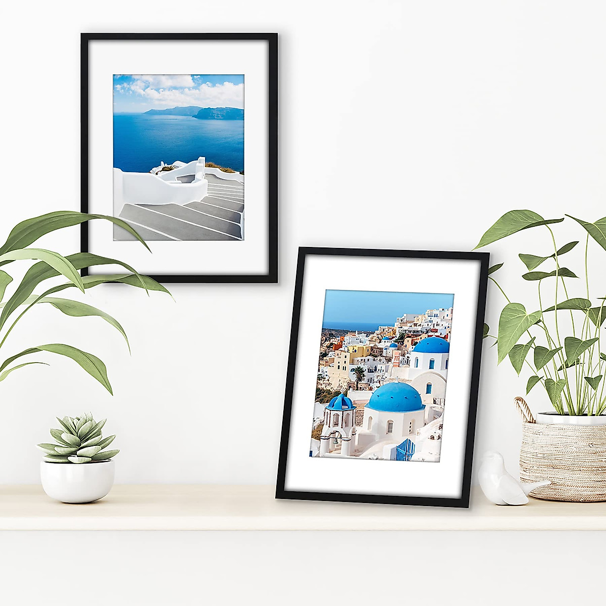 Americanflat 11x14 Picture Frame with Shatter-Resistant Glass - Set of 2 - Use as 8x10 Frame with Mat or 11x14 Frame Without Mat - Streamline Collection - Thin Photo Frame for Wall Display - Black