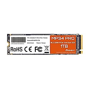 MMOMENT MP34 PRO 1TB PCIe Gen3 NVMe M.2 2280 Internal Solid State Drive, Gen3.0X4, Read Speed up to 3500MB/s, for Laptop, Desktop and Gaming