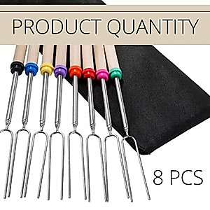 Set of 8 Marshmallow Roasting Sticks Stainless Steel Smores Sticks For Camping Telescoping Marshmallow Sticks for Campfire Roasting Sticks for Fire Pit