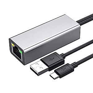 Ethernet Adapter for Fire TV Stick Chromecast Ultra/2/1/Audio Google Home Mini Mirco USB A to RJ45 Ethernet Adapter with USB A Power Supply Cable 3.3ft (Grey)