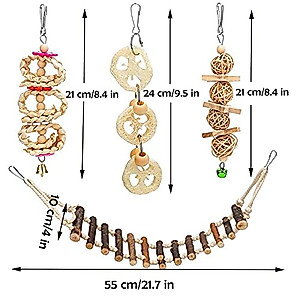 Diaertiny Bird Parrot Swing Chewing Toys 8 Pack Natural Safety Wood for Small Parakeets, Cockatiels, Finches,Budgie and Small&Medium Birds