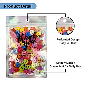 100 Pieces Mylar Holographic Resealable Bags, Resealable Mylar Bags for Small Business, Foil Pouch Ziplock Bags for Multipurpose Storage (Holographic Color, 4 x 6 Inch)