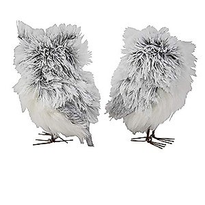 Kurt Adler 5-Inch Furry Gray Owl Set of 2