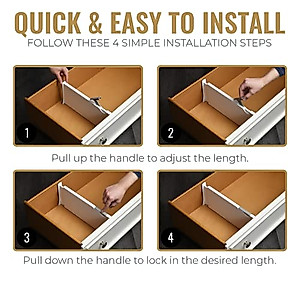 RAPTUROUS Deep Drawer Divider - 6 Inches High, Expands from 13.5-22 Inch, Adjustable Tall Dividers for Kitchen, Bedroom - Expandable Organizers for Clothes, Baby Dressers - 4 Pack White Deep Separator