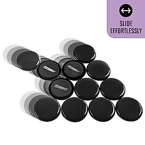 Super Sliders 2 1/2" Round Reusable Furniture Sliders for Carpet - Effortless Moving and Surface Protection, Black (8 Pack)