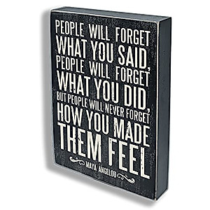 Maoerzai Inspirational Art Decor for Office, Motivational Quotes Wooden Box Sign Desk Decor Plaque with Saying Quotes for Home Office. (Black - Inspirational, 6 X 8 inch)