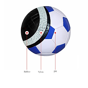 SPDTECH Soccer Ball Size 2 White Blue Suitable for Kids Toddler Boy Gift Training Practice 1-3 Years Old Needle in The Push Stick of Pump