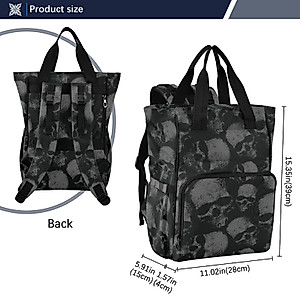 ZENWAWA Diaper Backpack Grey Skulls Pattern Multifunctional Nappy Bag Tote Large Capacity with Stroller Straps Insulated Feeding Bottle inserts