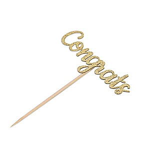 Congrats Cupcake Toppers for Graduation - Congratulations Food Picks, Graduation party decorations, Retirement Cupcake Toppers, Glitter Congrats 2022
