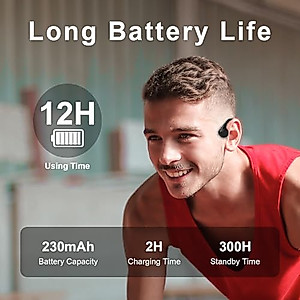 flymory Bone Conduction Headphones Bluetooth 5.3, 2023 Upgraded Open Ear Headphones with Dual Mic, Sweat Resistant Wireless Earphones for Workouts and Running, Sport Headset with 12 Hours Playtime