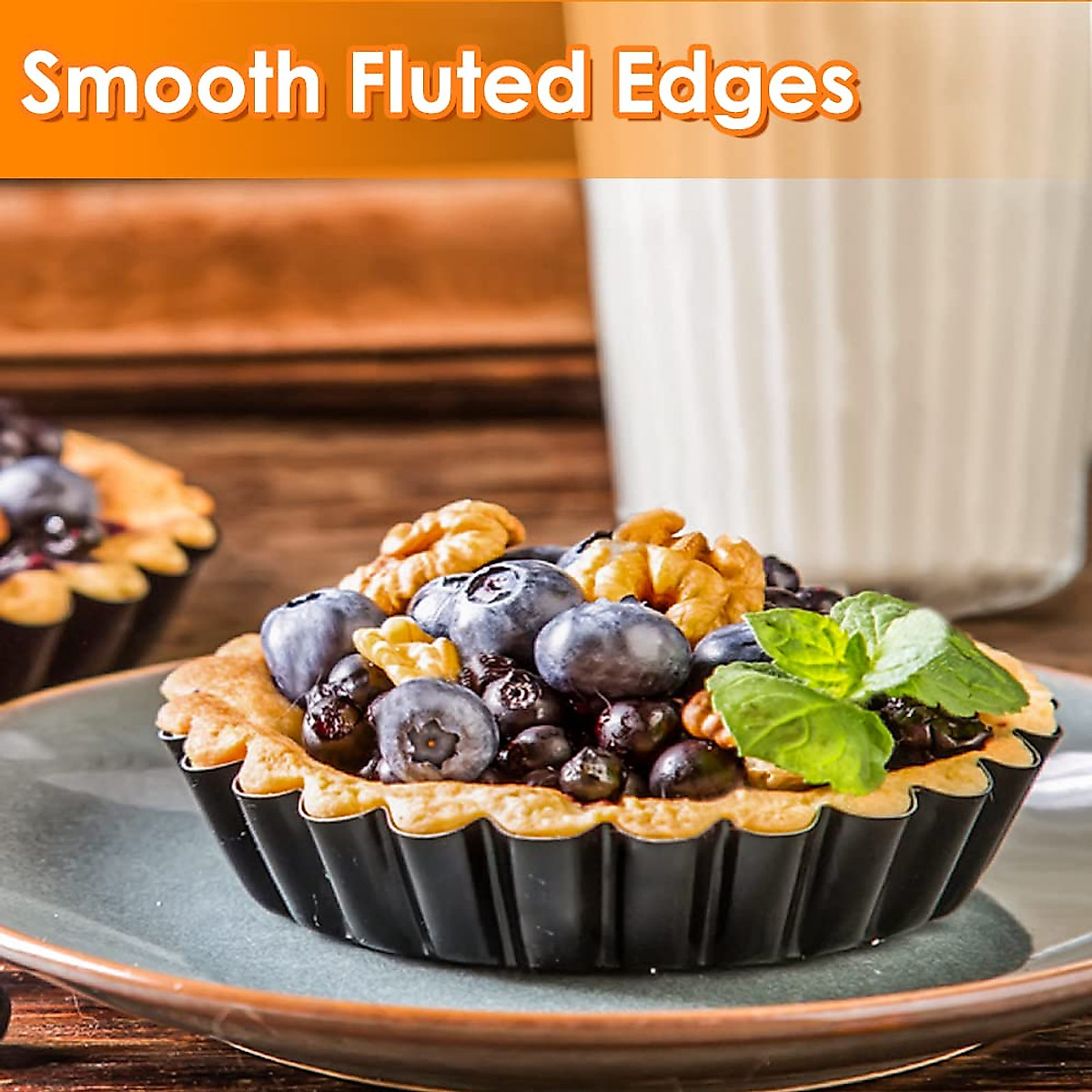 Cyimi Mini Tart Pan Set of 12, Non-Stick 4 Inch Quiche Pan, Removable Bottom Tart Pan for Pies, Quiche Bakeware, Cheese Cakes, Desserts and more