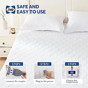 Sealy Heated Mattress Pad Queen Size, Luxury Quilted Electric Bed Warmer with Dual Controller 10 Heat Settings & Auto Off 1-12 Hours | Fit Up to 17" Deep Pocket | ETL Certified | Machine Washable