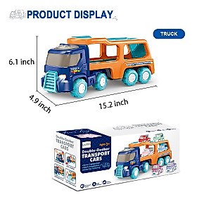 QXTTS Toddler Trucks Toys for 1 2 3 Year Old Boy Girl, with Sound and Light 7 in 1 Transport Vehicles Toy Set with 6 Different Small Toy Car, Gifts for Toddlers Age 1-3