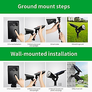 Outdoor Solar Lights - Solar Spotlight - Solar Lighting for Garden, Patio and Lawn - Wall or Pole Mount - Easy Installation - Waterproof - Adjustable, [4] Light Modes - Pack 2