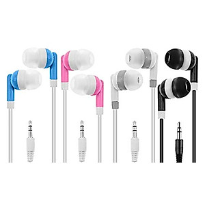 LowCostEarbuds.com Bulk Pack of 50 Mixed Candy Color Individually Packaged 3.5mm in-Ear Earbuds/Headphones - Great for Schools/Kids/Libraries