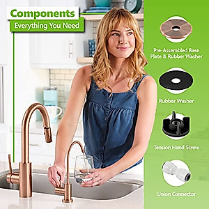 Express Water Modern Water Filter Faucet – Brushed Copper Faucet – 100% Lead-Free Drinking Water Faucet – Compatible with Reverse Osmosis Water Filtration Systems