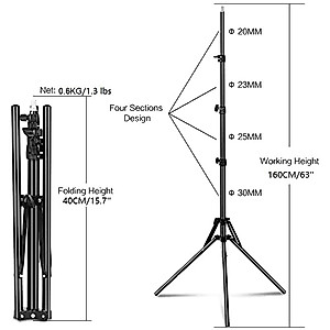 Webcam Tripod Compatible with Logitech Webcam C920s StreamCam Brio C922 C930 C925e C615, 63 inches Aluminum Tripod Stand, Black