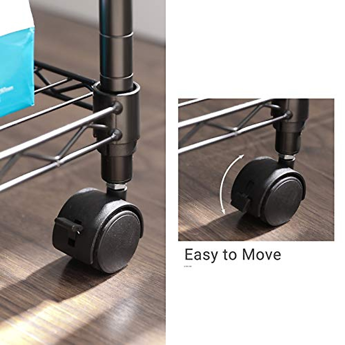 SONGMICS Printer Stand, 3-Tier Metal Printer Cart with Wheels, Printer Table with 2 Height-Adjustable Storage Shelves, for Home Office, 22 x 18.1 x 26.8 Inches, Black ULGR32BK