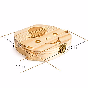 Baby Tooth Box ,Wooden Kids Keepsake Organizer for Baby Teeth, Cute Children Tooth Container with Tweezers and lanugo Bottle to Keep the Childhood Memory (Boy)