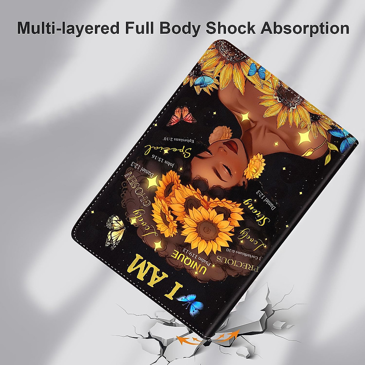 Case for Samsung Galaxy Tab S8 2022/Tab S7 2020 11 Inch (Model SM-X700/X706/T870/T875/T878)，Slim Fit Foldable Standing Cover Case with Auto Sleep/Wake，African American Woman