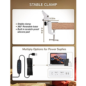 LED Desk Lamp, Adjustable Swing Arm Desk Light with Clamp, 3 Modes &10 Brightness, Study Clamp Light for Architect Kids, Memory Function, Bright Desk Lamps for Home Office Read Room Desktop, White-14W