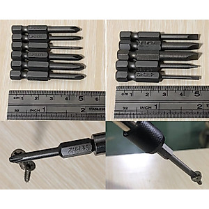 aiyun 18 Piece Slotted Phillips Screwdriver Bit Set, 1/4 Inch Hex Shank S2 Steel Magnetic 2Inch Long Drill Bit Set with Storage Box (Slotted Phillips)