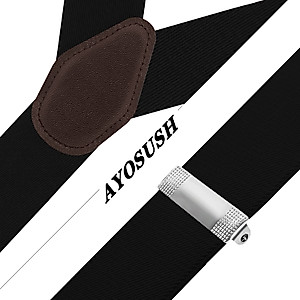 AYOSUSH Button Suspenders for Men Classic Tuxedo Braces Big and Tall Solid Color Black