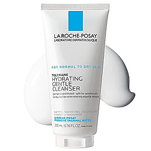 La Roche-Posay Toleriane Hydrating Gentle Facial Cleanser, Daily Face Wash with Ceramide and Niacinamide for Normal to Dry Sensitive Skin, Oil-Free, Fragrance Free