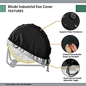 Bitubi Industrial Drum Fan Cover,Waterproof Outdoor Fan Covers,Compatible for 24 Inch Heavy Duty Metal Industrial Drum Fan,Black