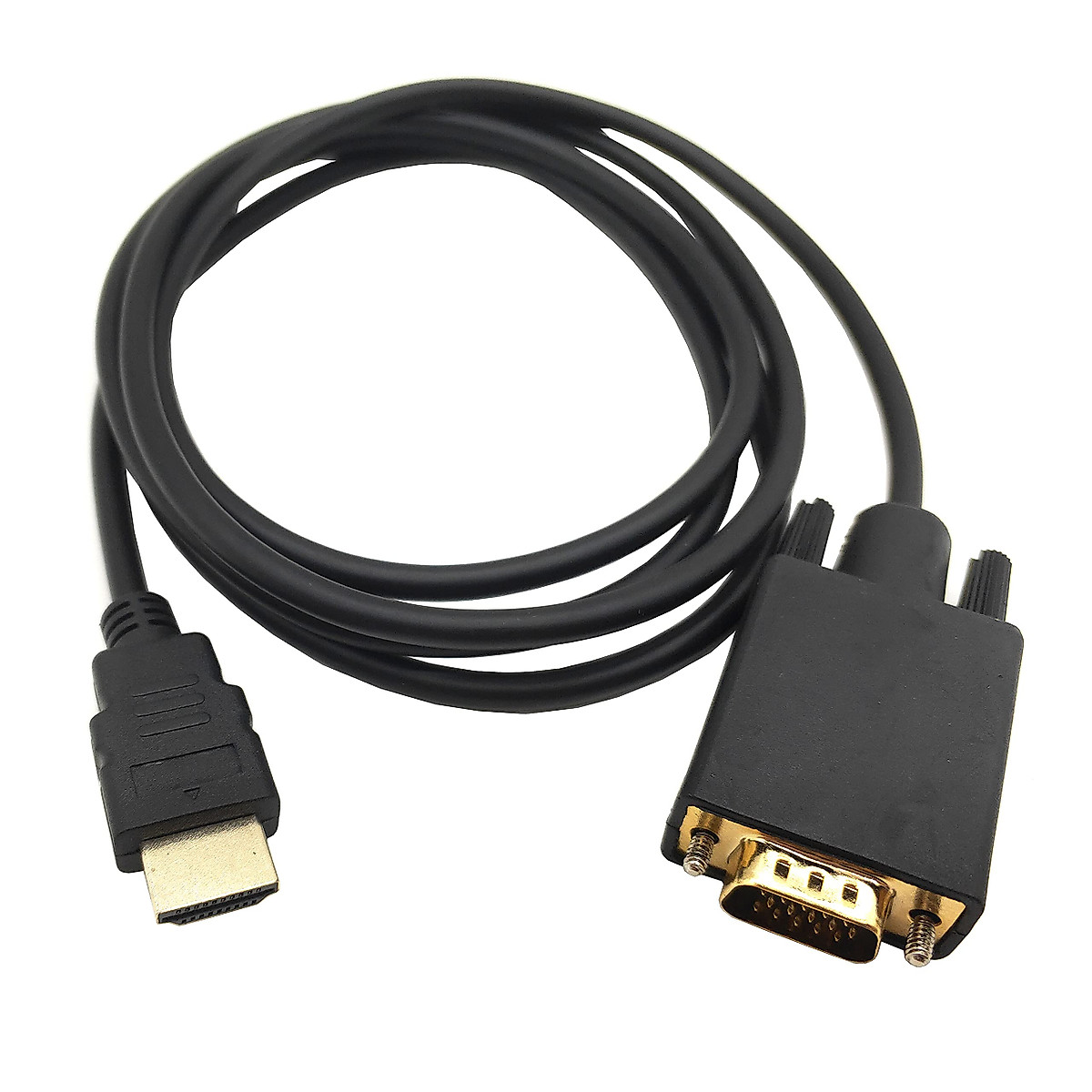 HDMI to VGA Adapter Cable, Haokiang 6ft/1.8m Gold-Plated 1080P HDMI Male to VGA Male Active Video Converter Cord Support Notebook PC DVD Player Laptop HDTV to D-SUB HD 15 Pin VGA Monitors Projector