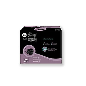 Em Yeraz 100 Disposable Black Face Mask Filter Protection Face Mask,Breathable Men Women and Teens