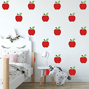 Red Apples Wall Stickers for Kids Room,Boys Girls Bedroom Decoration Wall Decals Baby Nursery Mural BK022 (Red)