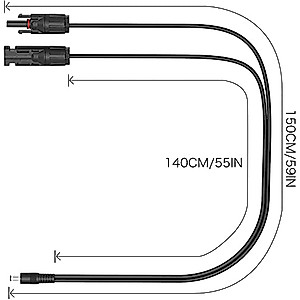 ALLPOWERS Solar Extension Cable with MC-4 Female and Male Connector to DC 5.5mm x 2.1mm (5.5X 2.5mm Connector Included) Power Pole Port, 1.5M 16AWG Connector for Solar Panel to Portable Generator