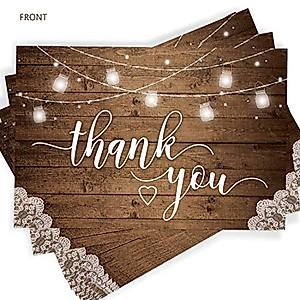 Printed Party Thank You Cards, Double-Sided, Rustic, Set of 50
